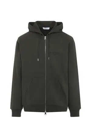 Givenchy Logo Printed Zipped Hoodie - Khaki