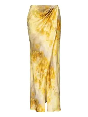 Pinko Faded Floral Print Gathered Maxi Skirt - Yellow