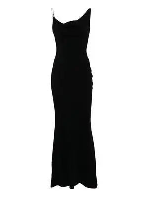 MUGLER Mugler Sleeveless Asymmetrical Maxi Dress Black