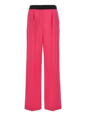 MSGM Logo Waistband Wide-leg Trousers - Red