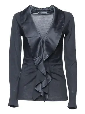 ALBERTA FERRETTI Alberta Ferretti V-Neck Long-Sleeved Blouse With Ruffled Edge