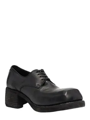 Guidi Full-grain Square Toe Lace-up Heeled Shoes - Black