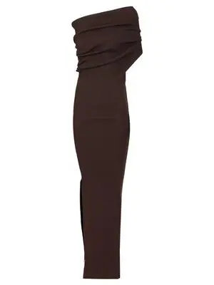 Rick Owens Athena One-shoulder Knitted Dress With Slit Detail - Brown