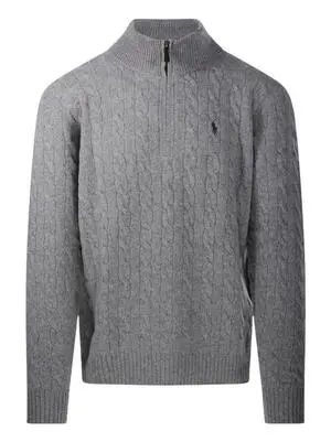 Polo Ralph Lauren Cable-knit Quarter-zip Sweater - Grey