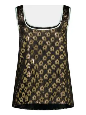La DoubleJ Graphic Print Silk Top - Black