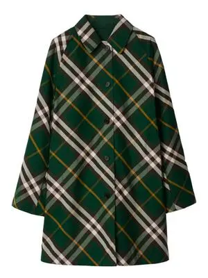 Burberry Reversible Checked Buttoned Car Coat - Green
