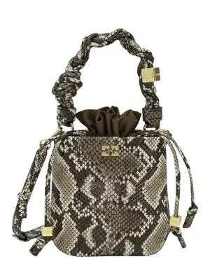 GANNI Snake Mini Bucket Bag - Egret