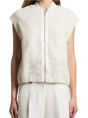 Peserico Front Zip Gilet With Ribbed Neckline - White