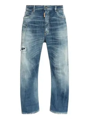 Dsquared2 Distressed Washed Denim Jeans - Blue