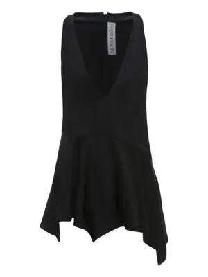 J.W.ANDERSON Jw Anderson V-neck Ruffled Hem Satin Top - Black