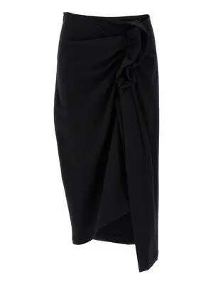 Dries Van Noten Asymmetric Midi Skirt - Black