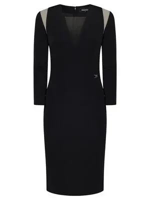 Dsquared2 V-neck Jersey Dress With Logo Detail - Black