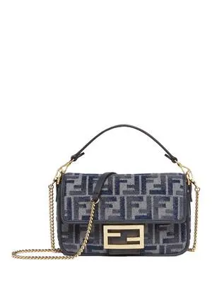 Fendi Ff Chenille Baguette Bag - Dark Blue