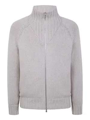 Brunello Cucinelli High Neck Zip-up Cardigan - Gray