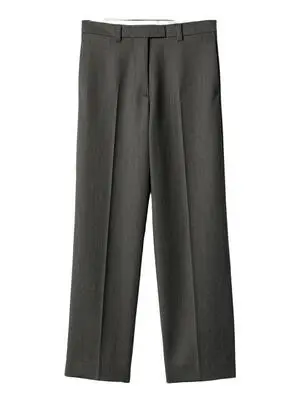 Miu Miu Embroidered Logo Wide Leg Trousers - Slate Gray