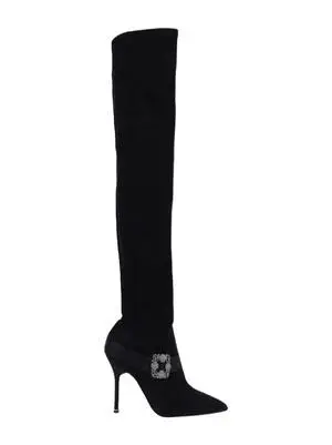 Manolo Blahnik Over The Knee Stiletto Boots - Black