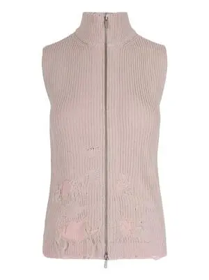 MAISON MARGIELA Distressed Knitted Vest - Light Pink