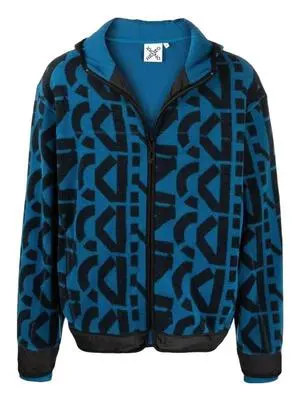 Kenzo Allover Monogram Zipped Hoodie - Blue