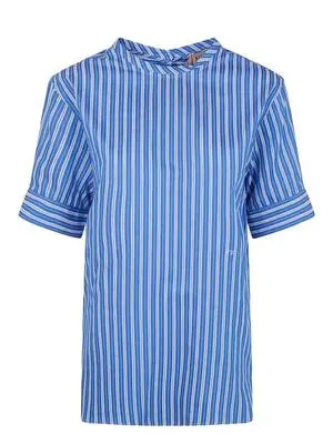 N.21 Striped Short Sleeve Blouse - Blue