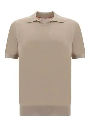 Brunello Cucinelli Brunello Cucinelli Short-Sleeved Fine-Knitted Polo Shirt Nude