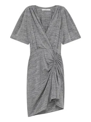 IRO PARIS Ruched V-neck Dress - Gray