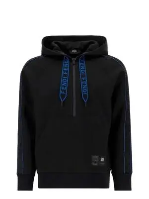 Fendi Logo-tape Zip-fastening Hoodie - Black