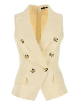 Balmain Double Breasted Gilet - Nude