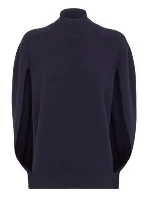 Fendi High-neck Knit Jumper With Cut-out Sleeves - Blue
