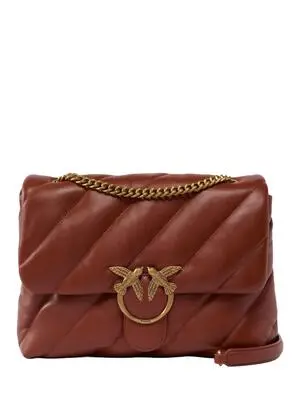 Pinko Love Big Puff Chain-Linked Shoulder Bag Brown
