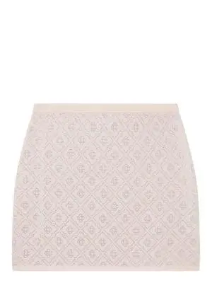 Casablanca Crystal Letter Knit Mini Skirt - Pink