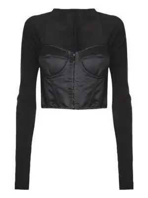 Dolce & Gabbana Zipper Bodice Effect Long-sleeved Top - Black