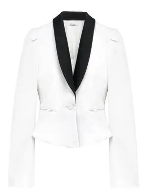Alexander McQueen Single-breasted Tuxedo Jacket With Ruched Shoulders - White