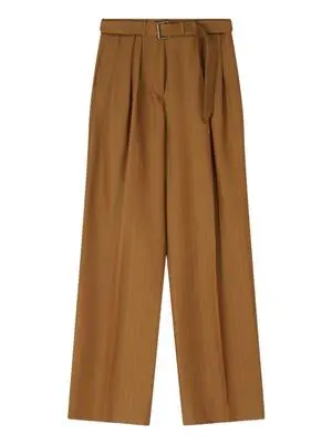 Dries Van Noten Belted Wide-leg Pleated Trousers - Tan