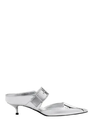 Alexander McQueen Pointed-toe Buckle Mules - White