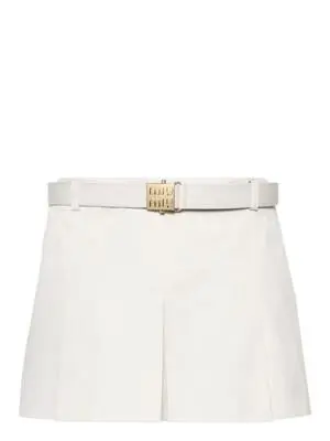 MIU MIU Miu Miu Low-Rise Logo-Buckle Pleated Mini Skirt