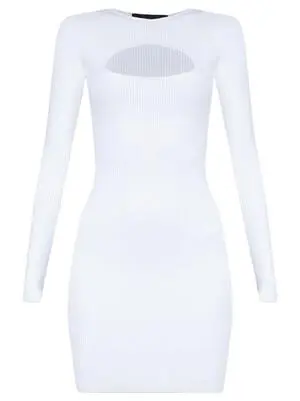 Dsquared2 Ribbed Cut-out Long Sleeve Dress - White