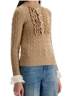 Valentino Garavani Ruffled Crewneck Jumper - Nude