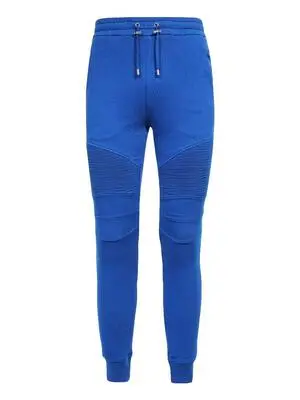 Balmain Logo Printed Cotton Jogging Bottoms - Blue
