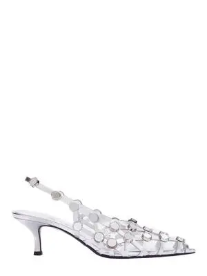 Attico The Grid Slingbacks - Silver