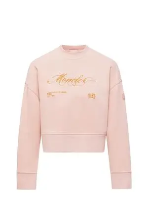 Moncler Logo Embroidered Crewneck Sweatshirt - Light Pink