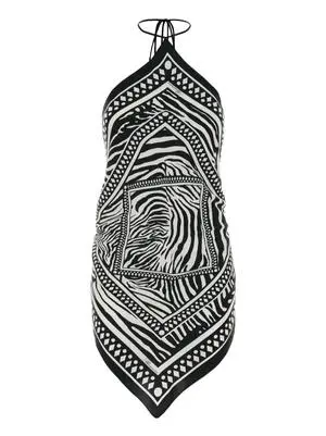 Blumarine Halter Neck Printed Top - Black