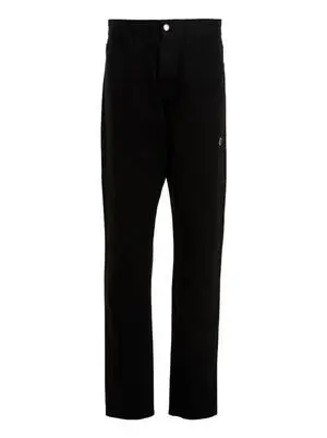 Moncler Denim Casual Pants With Logo Embroidery - Black