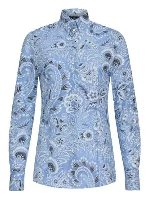 Etro Paisley Printed Long Sleeve Shirt - Blue