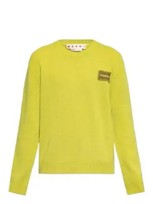 Marni Logo Patch Crewneck Jumper - Yellow