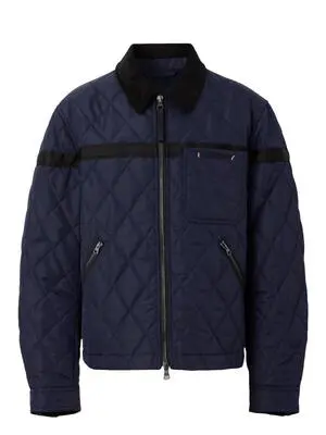 Burberry Diamond Quilted Jacket With Corduroy Collar - Black