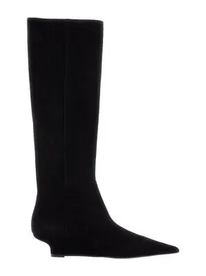 TOTEME Pointed Toe Wedge Boots With Side Zip - Black