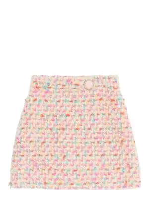 Valentino Garavani Valentino Candy Tweed Short Skirt With Jeweled Buttons Multicolor
