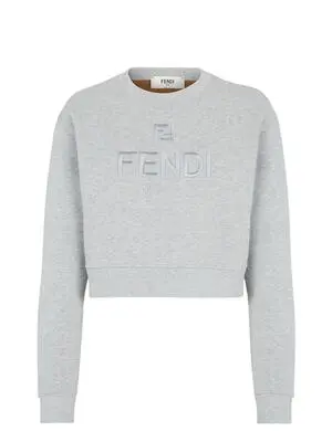 Fendi Logo Embroidered Crewneck Sweatshirt - Grey