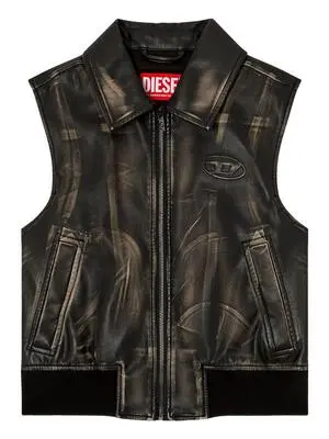 DIESEL® G-inko Distressed Effect Bomber Vest - Black