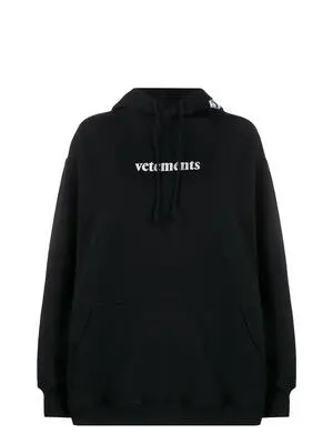 Vetements Logo Hooded Sweater - Black